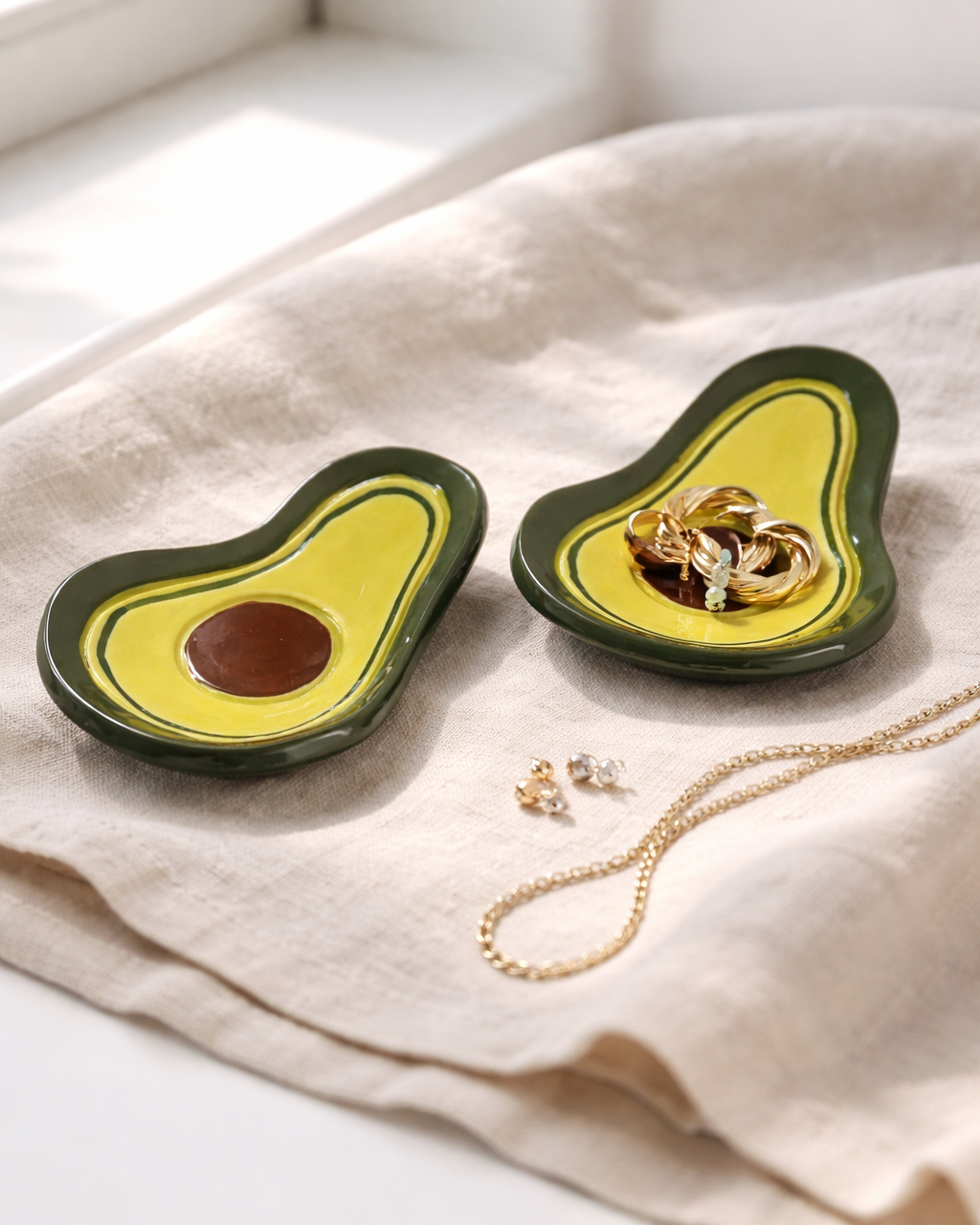 Avocado Ceramic Trinket Dish – Handmade Ring Holder & Spoon Rest ...
